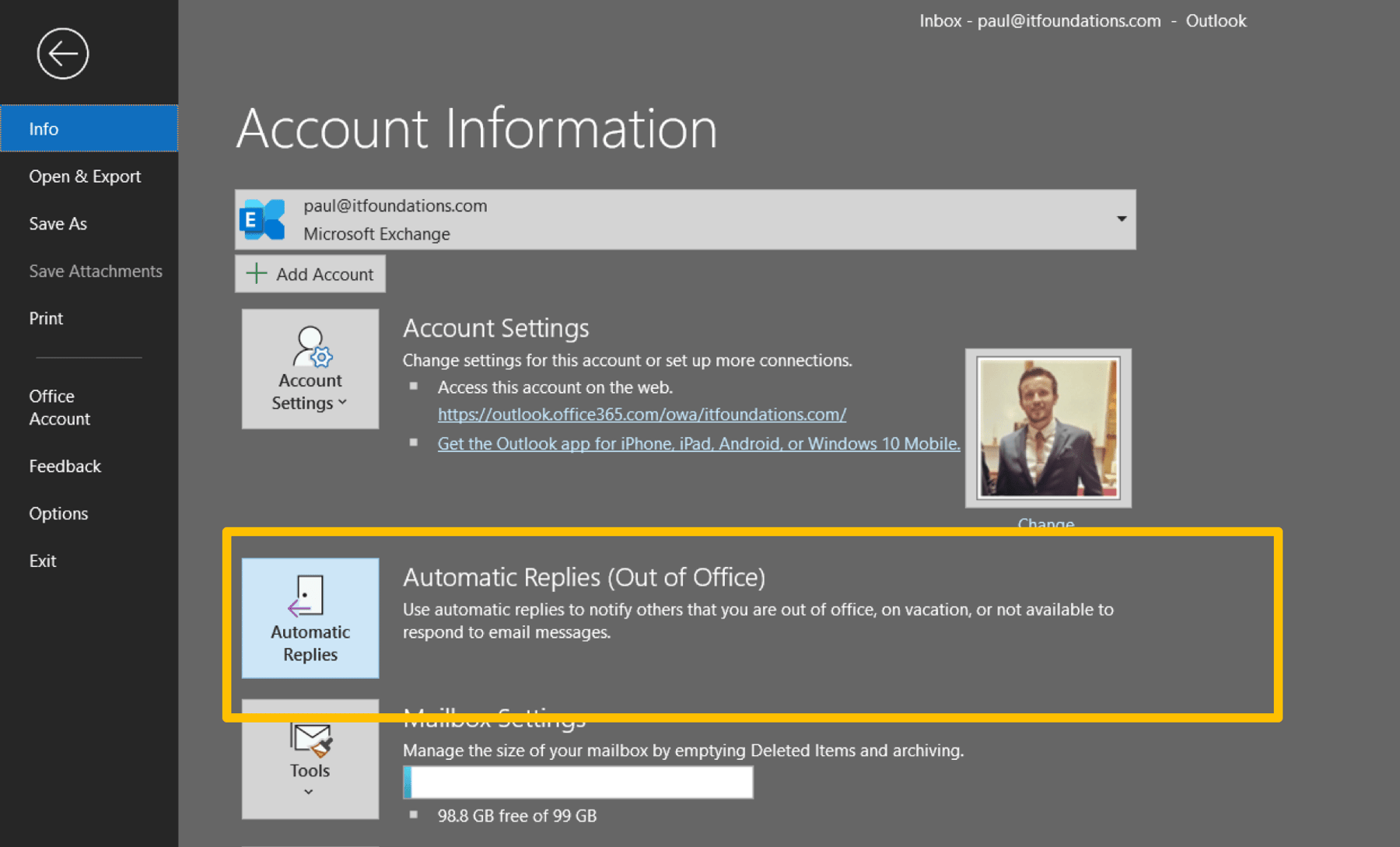 How to turn off “Out of Office”